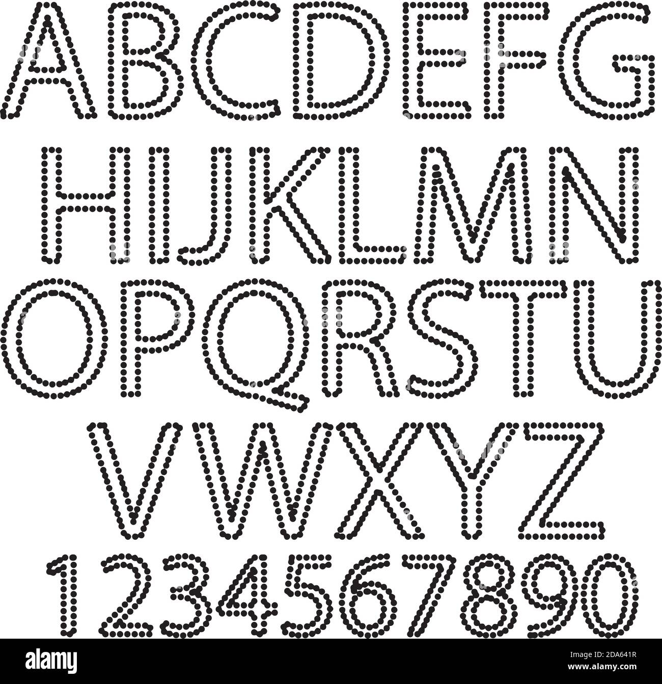 Vector illustration black polka dot spotted alphabet letters and ...