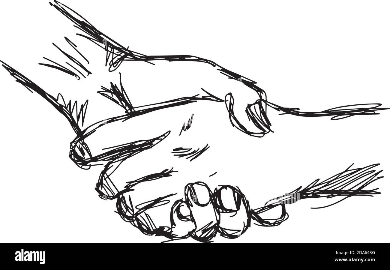illustration vector doodle hand drawn sketch of handshake, partnership ...