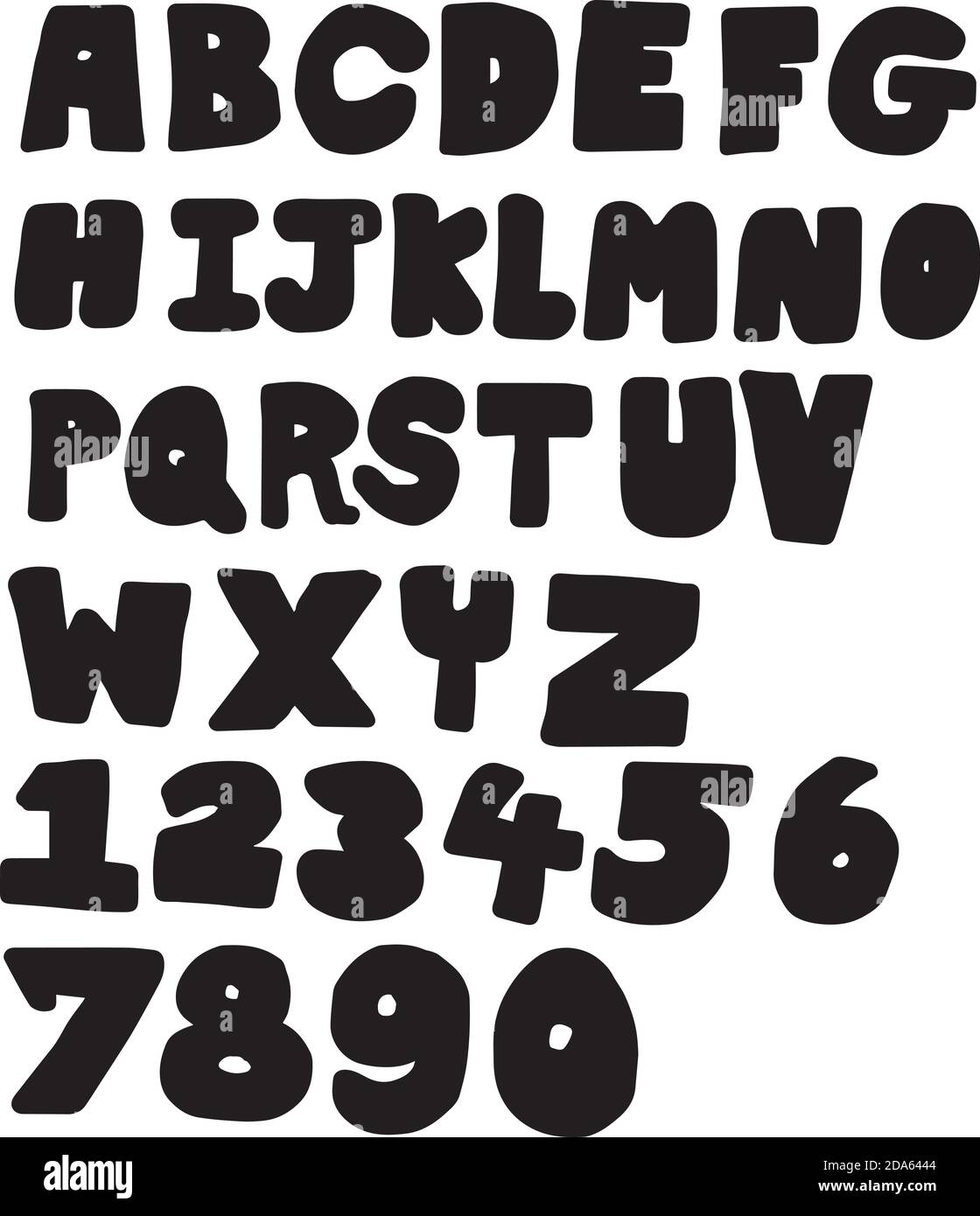 illustration vector hand drawn doodles black thick uppercase font Stock ...