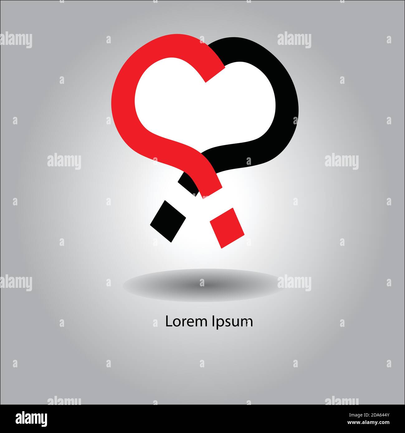 illustration vector valentine's day heart shape made of two question ...