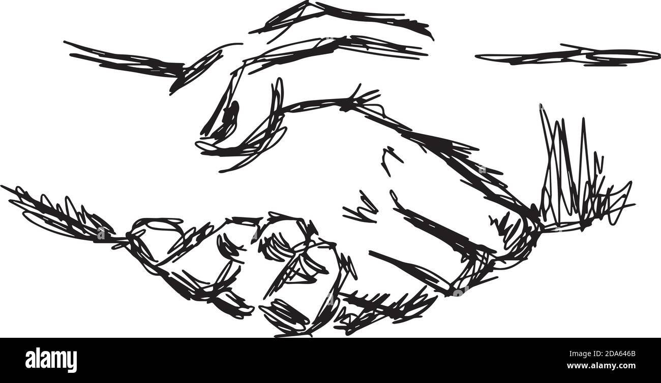 illustration vector doodle hand drawn sketch of handshake, partnership ...