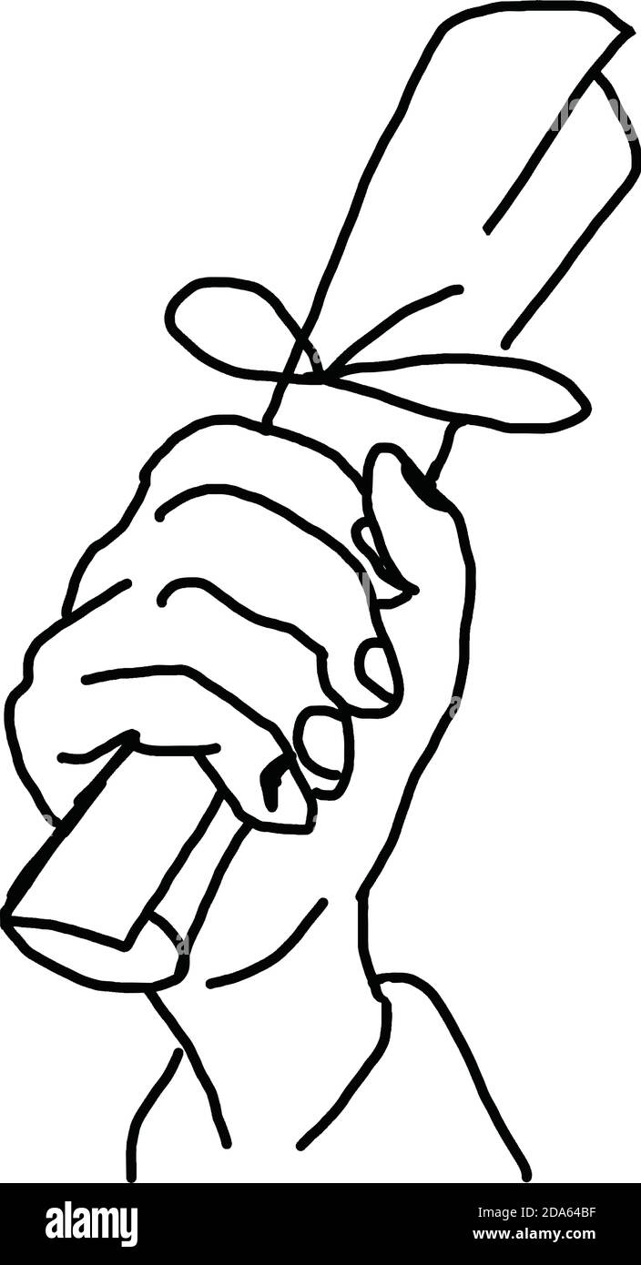 hand drawn doodles of hand holding paper roll Stock Vector Image & Art ...