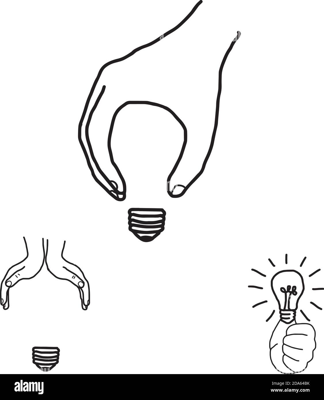illustration vector doodles hand drawn hand making bulb form, idea ...
