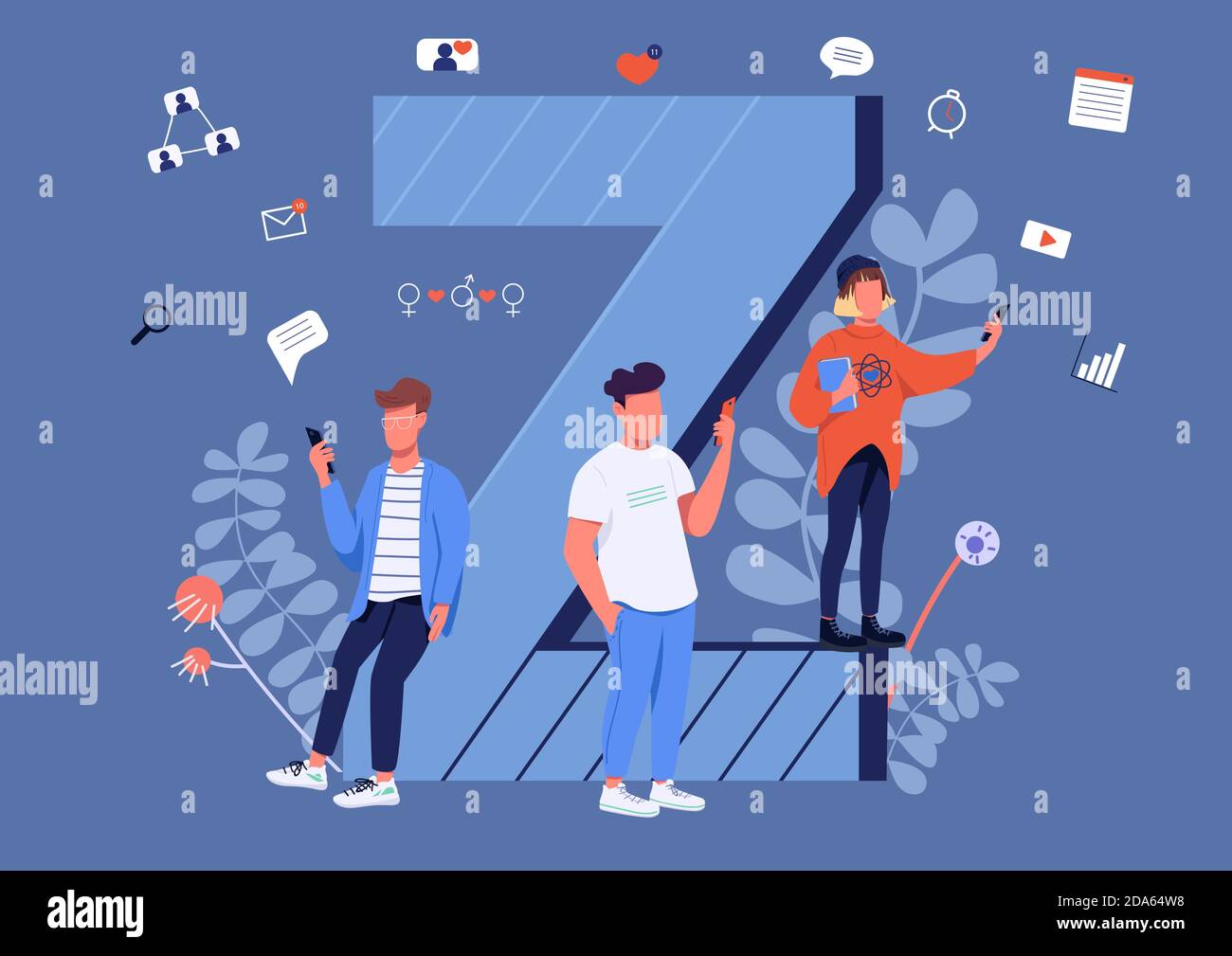 Gen Z communication flat concept vector illustration Stock Vector Image ...