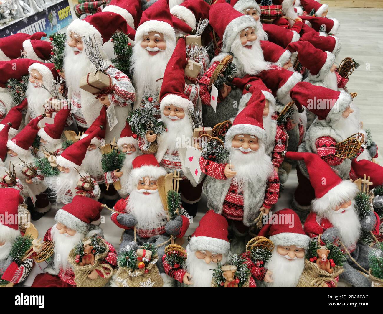 Kyiv, Ukraine - November 1, 2020: Epicenter Many Santa Claus toys on a ...