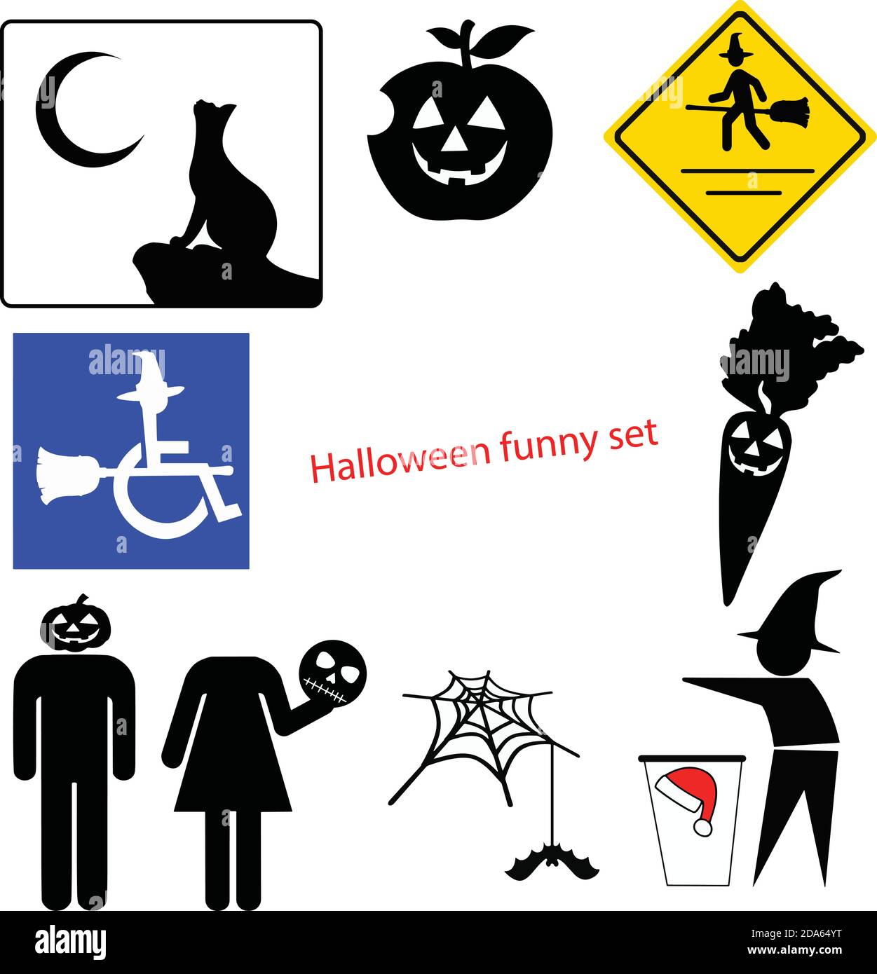 illustration vector of halloween funny concept set with creative design ...