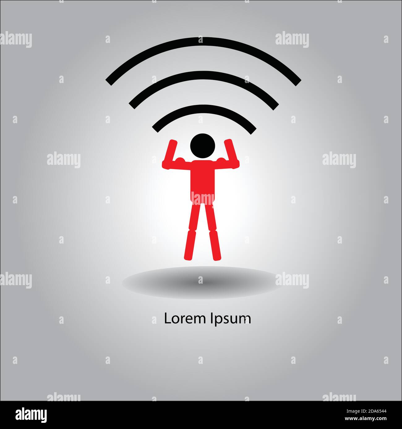 illustration vector body body human icon showing his muscle with wifi ...