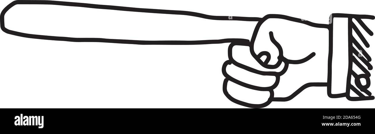 illustration vector doodle hand drawn of sketch pointing hand with long ...