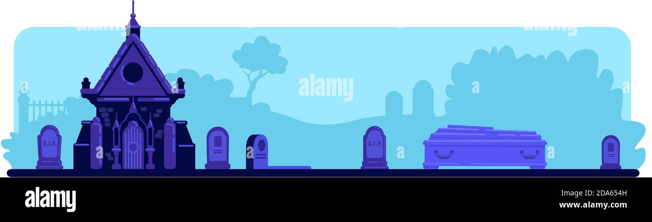 Cemetery flat color vector illustration Stock Vector Image & Art - Alamy