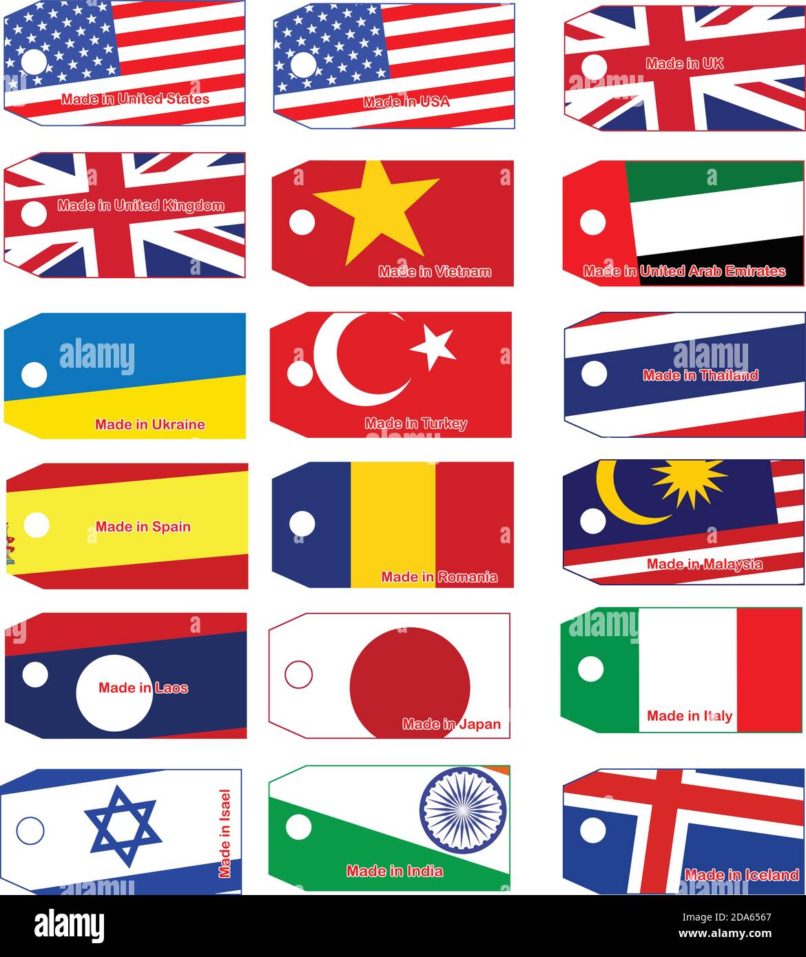 illustration vector price tag with flag of many countries Stock Vector ...
