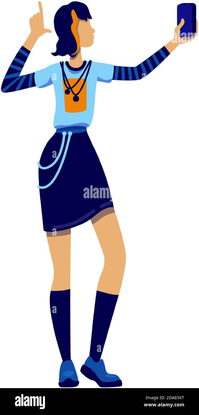 E girl flat color vector faceless character Stock Vector Image & Art ...