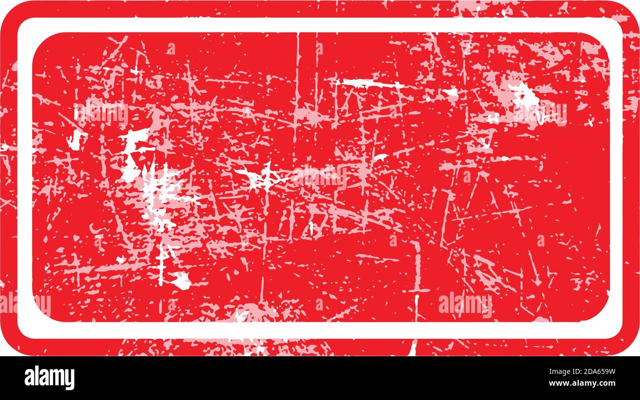 red rectangular grunge stamp with blank siolated on white background ...