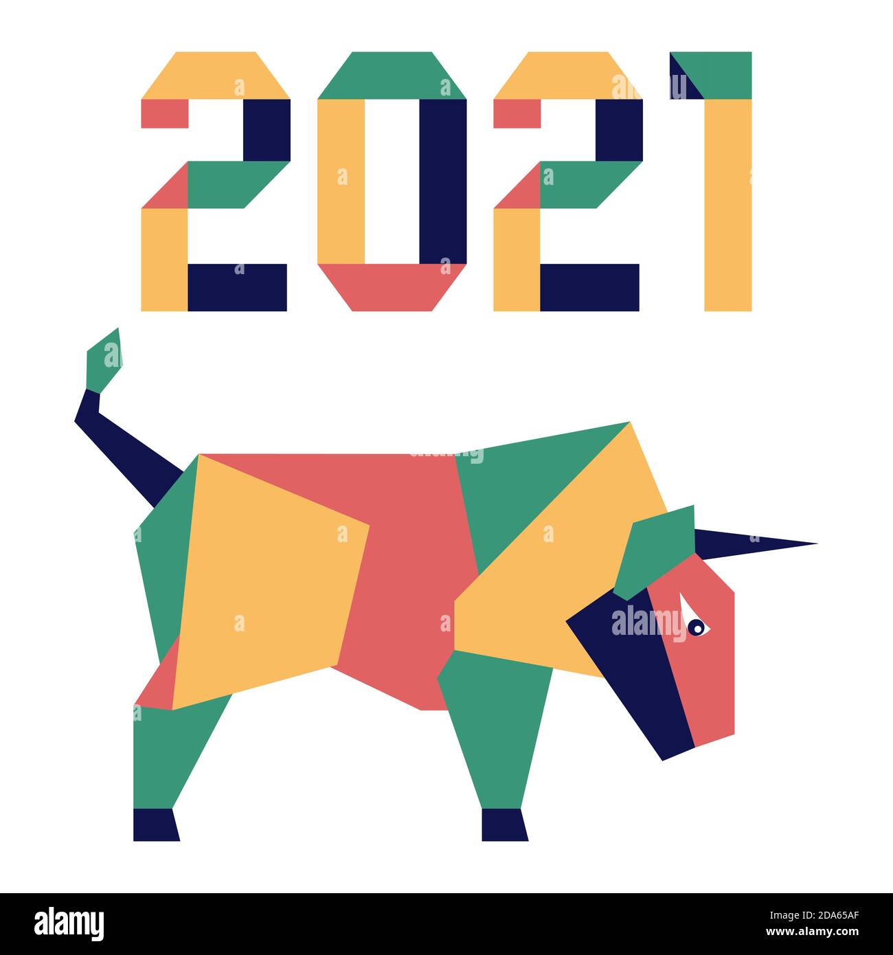 Happy new year Vector illustration with origami 2021 year numbers and ...