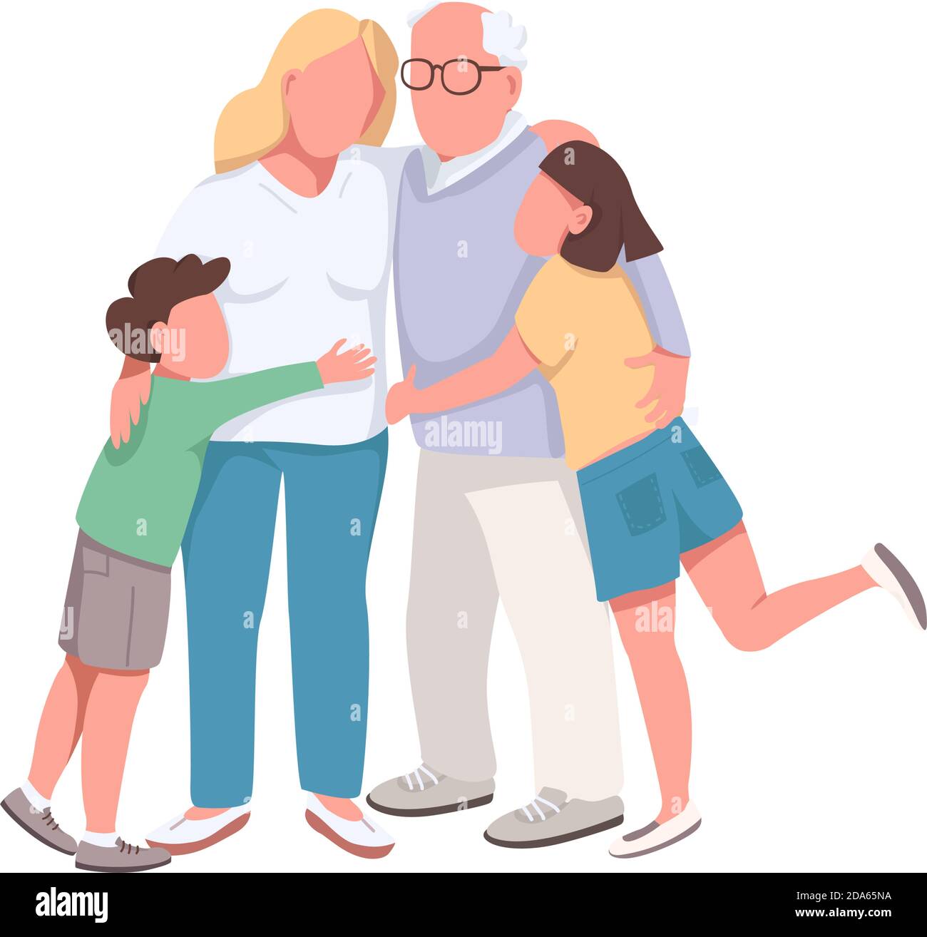 Happy family with different generations flat vector illustration Cut ...