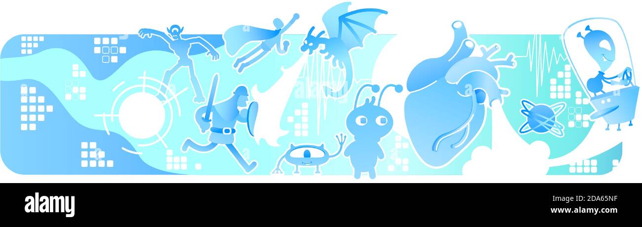 Fantasy video game 2D vector web banner, poster Stock Vector Image ...