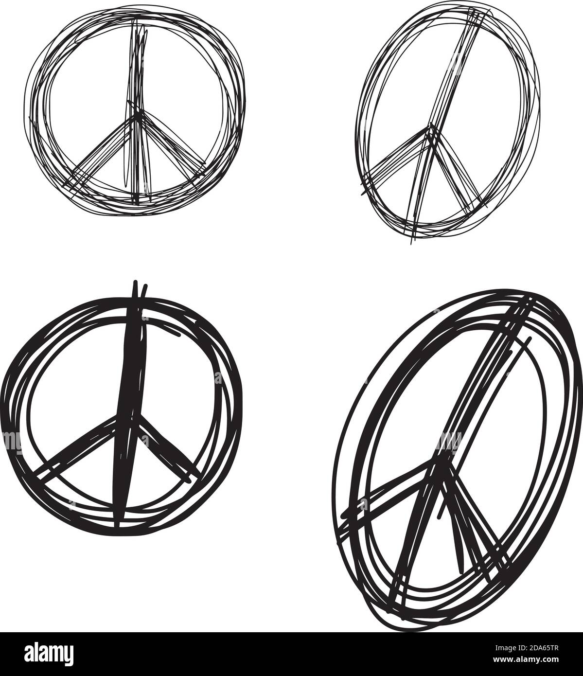illustration vector doodle hand drawn of sketch set peace sign symbol ...