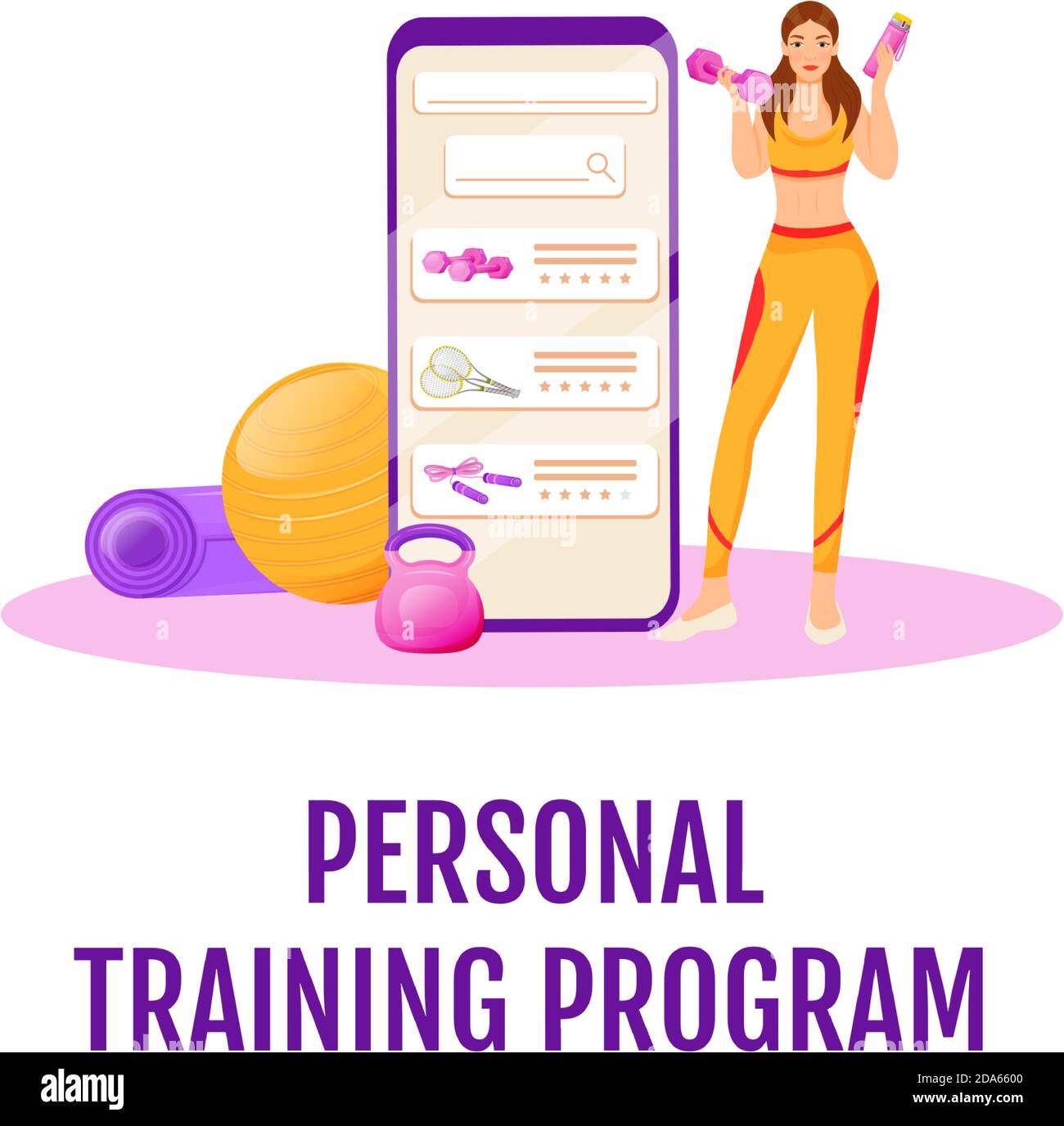 Personal training program flat concept vector illustration Stock Vector ...