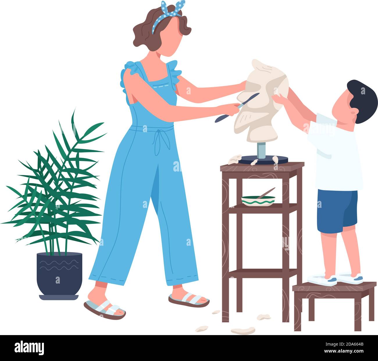 Family sculpting flat color vector faceless character Stock Vector ...