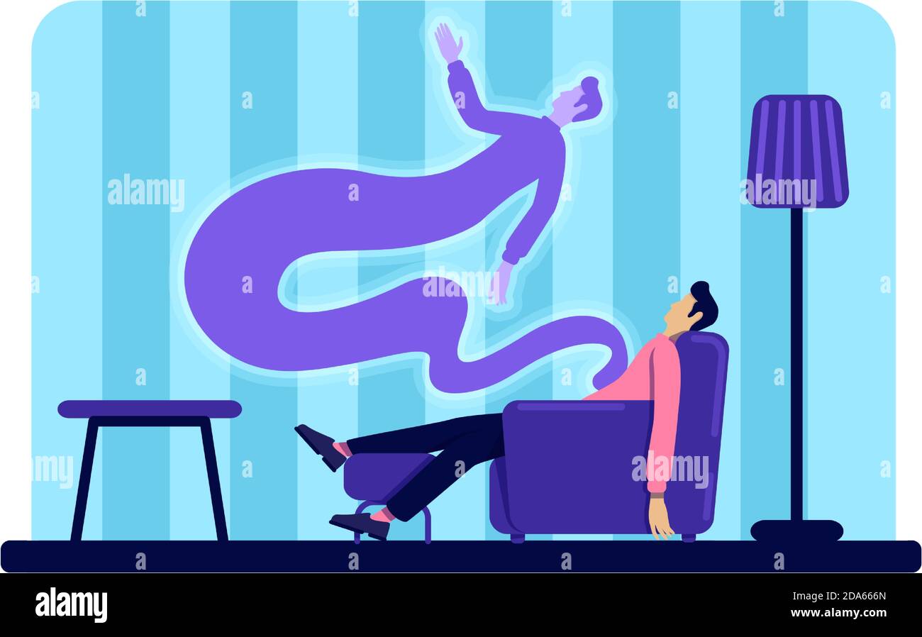 Dead young man and ghost flat color vector illustration Stock Vector ...