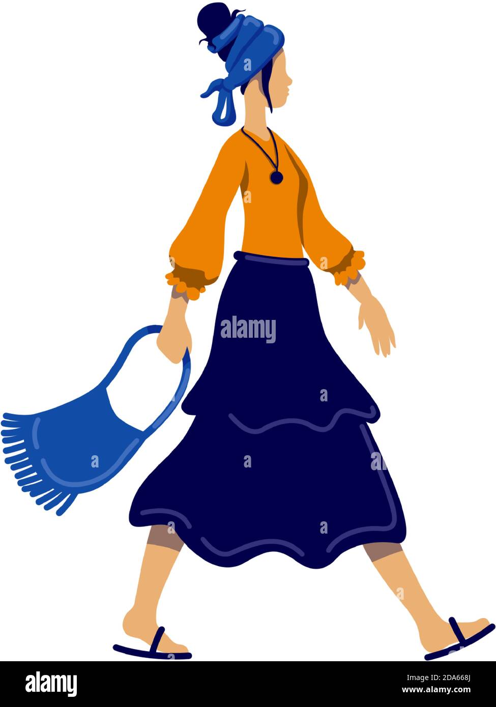 Bohemian style female flat color vector faceless character Stock Vector ...