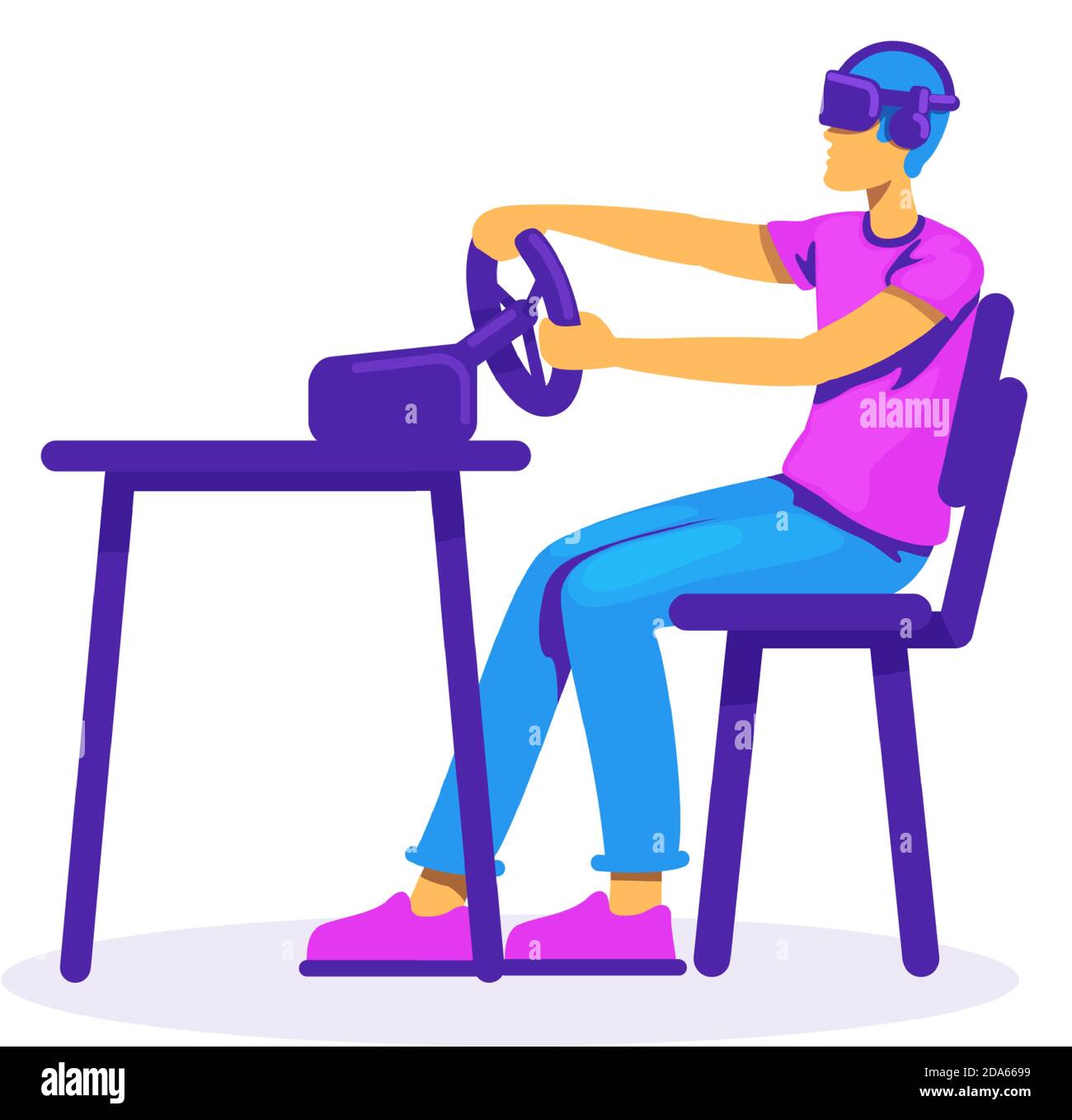 Home racing simulator flat color vector faceless character Stock Vector ...