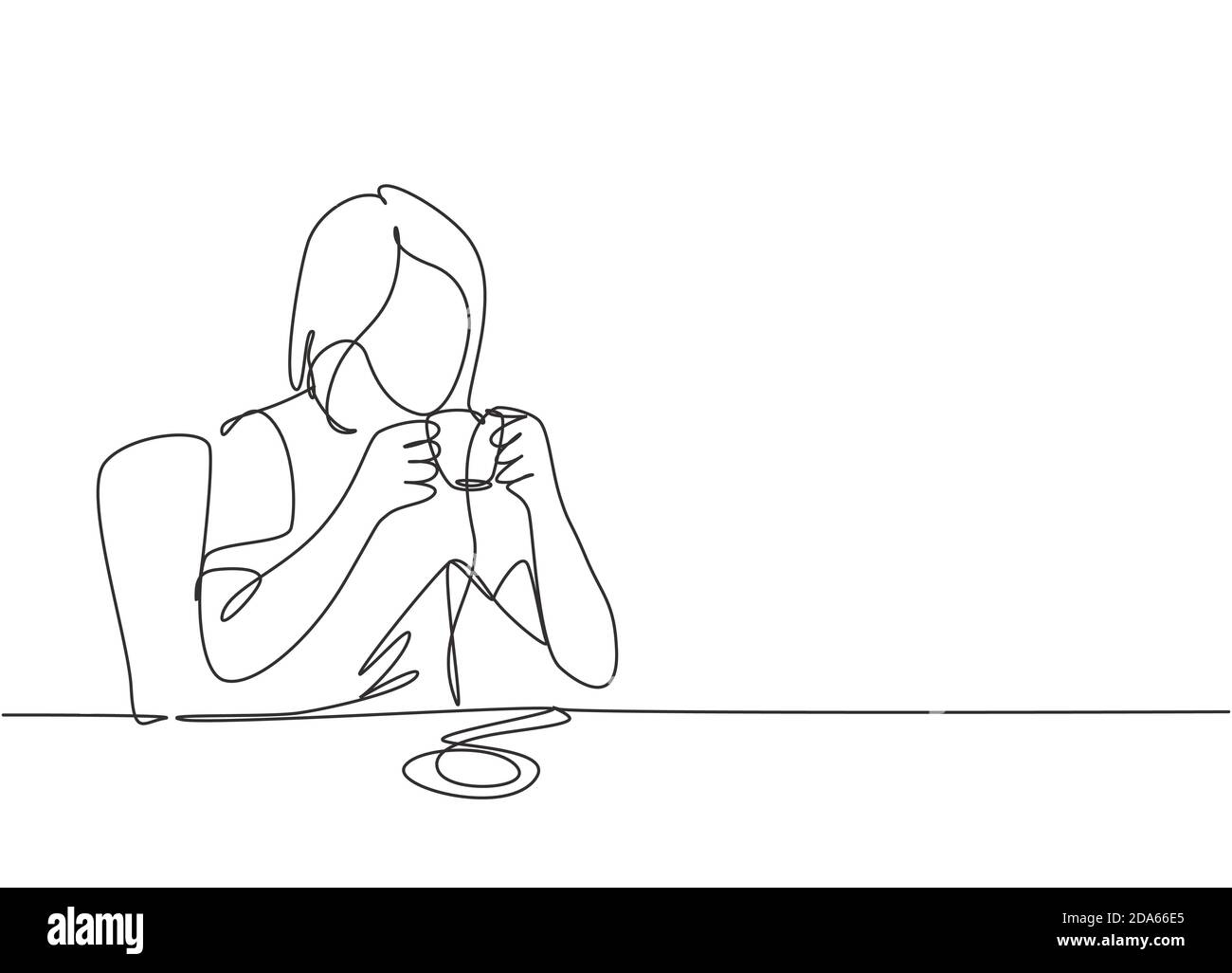 Single continuous line drawing of young beauty female college student ...