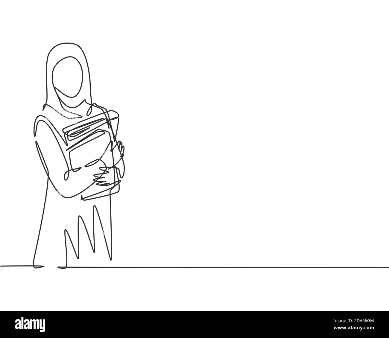 Single continuous line drawing of young female muslim businesswoman ...