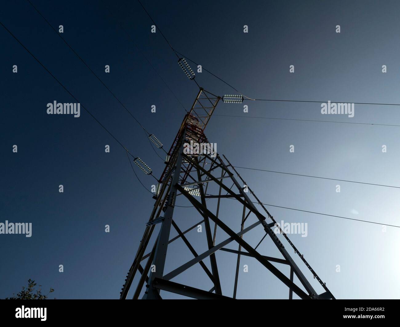 High voltage electrical pole cable detail Stock Photo - Alamy