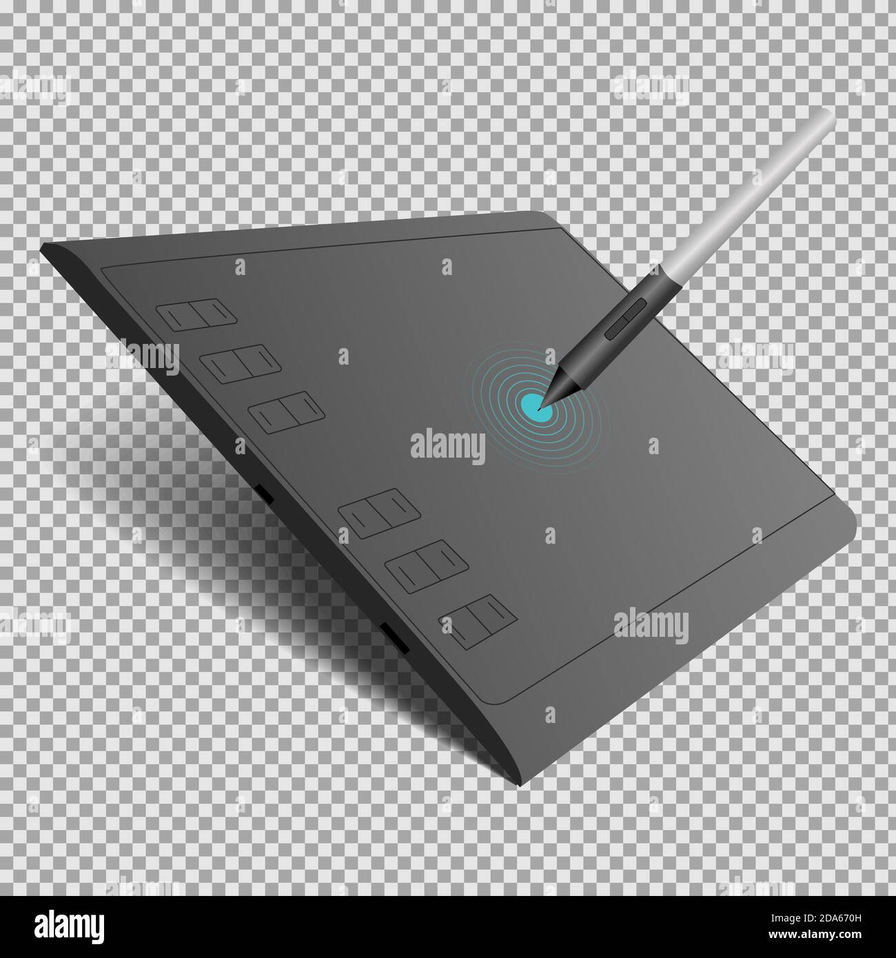 graphic tablet in black with a pen on a transparent background ...
