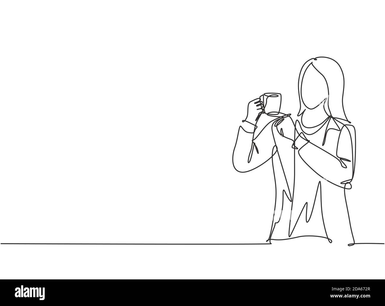 One continuous line drawing of young marketing manager make a quiet ...