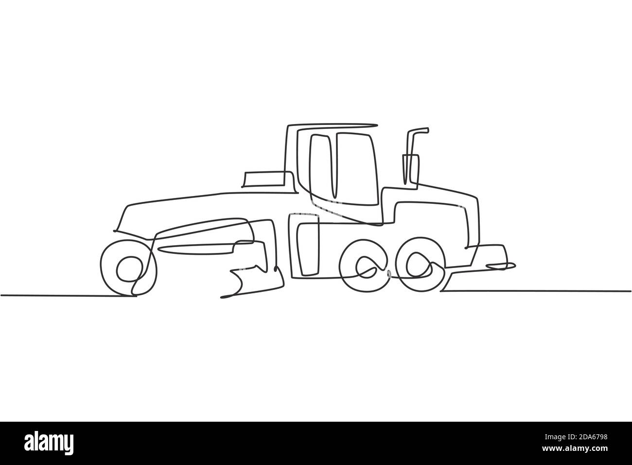 One single line drawing of metal roller for paving the road, commercial ...