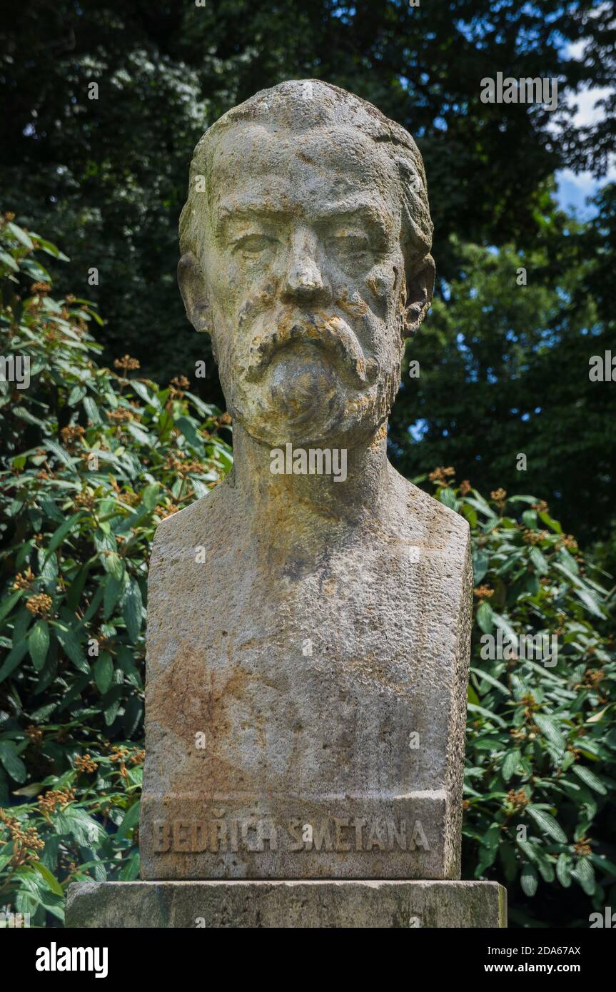 The Czech composer Bedrich Smetana bust in Smetana Gardens in the ...
