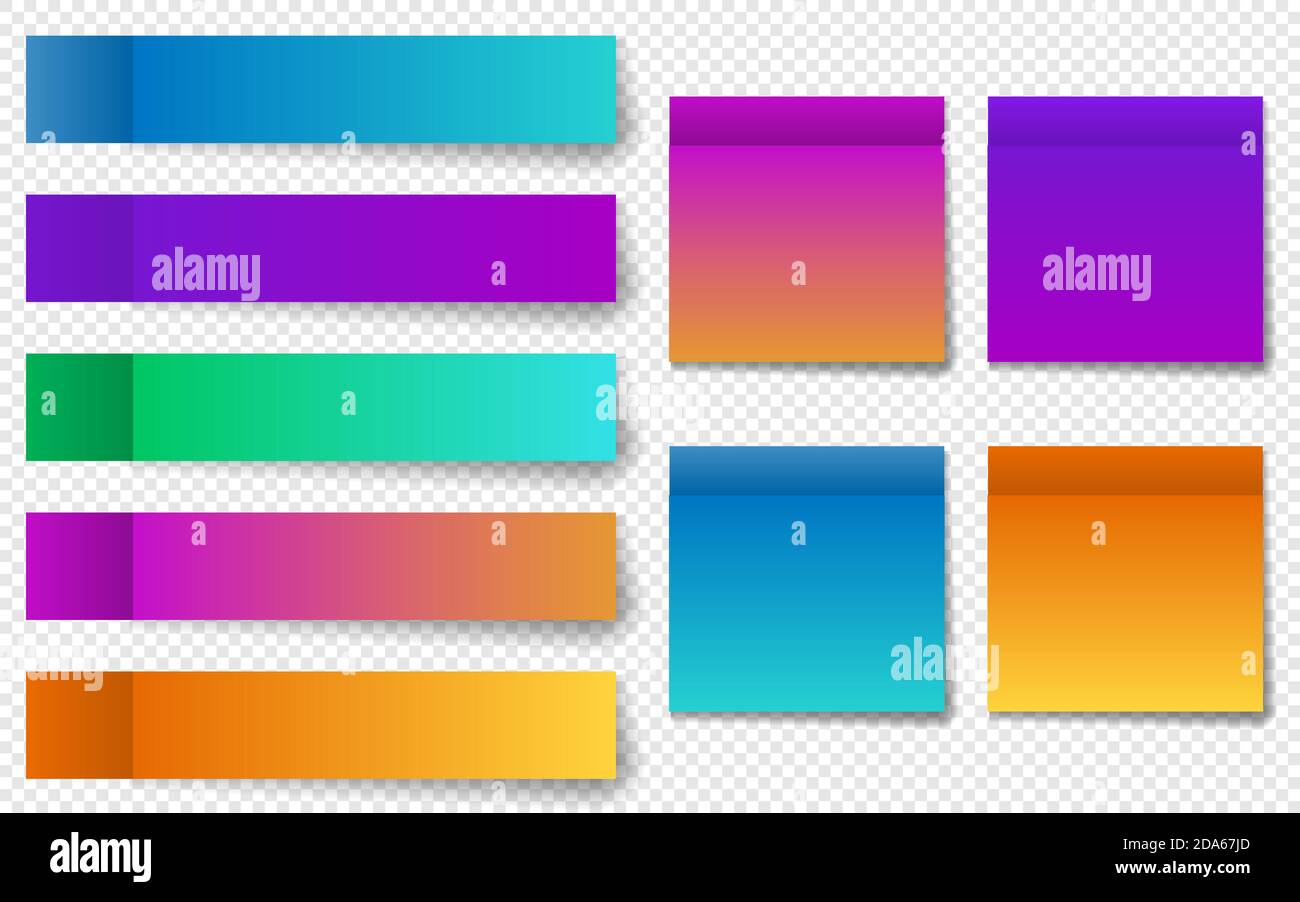Different colorful post note stickers, vector collection. Sticky tapes ...