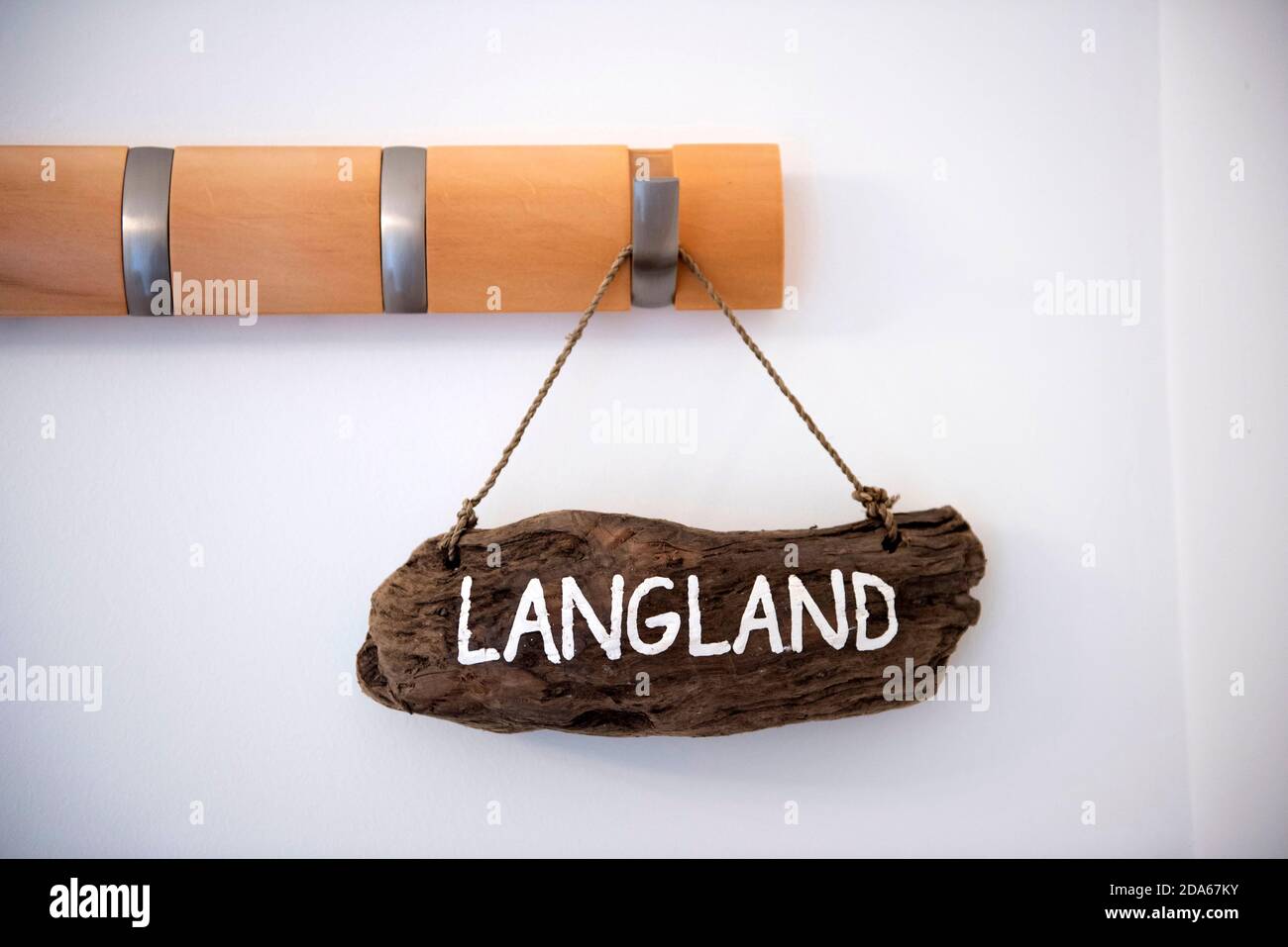 Handmade sign for Langland Bay, Swansea Stock Photo - Alamy