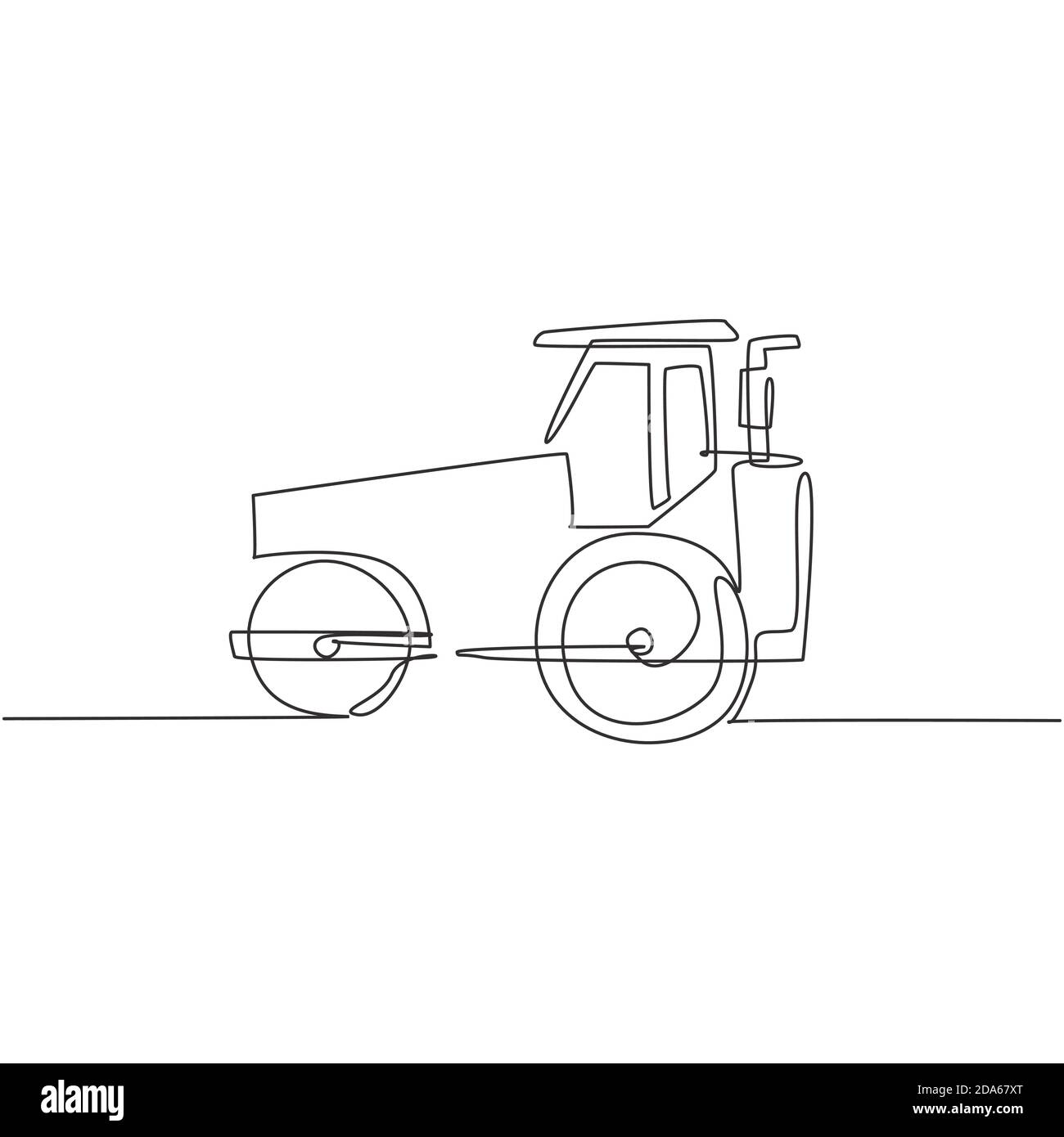 One single line drawing of harvester tractor for farming harvest vector ...