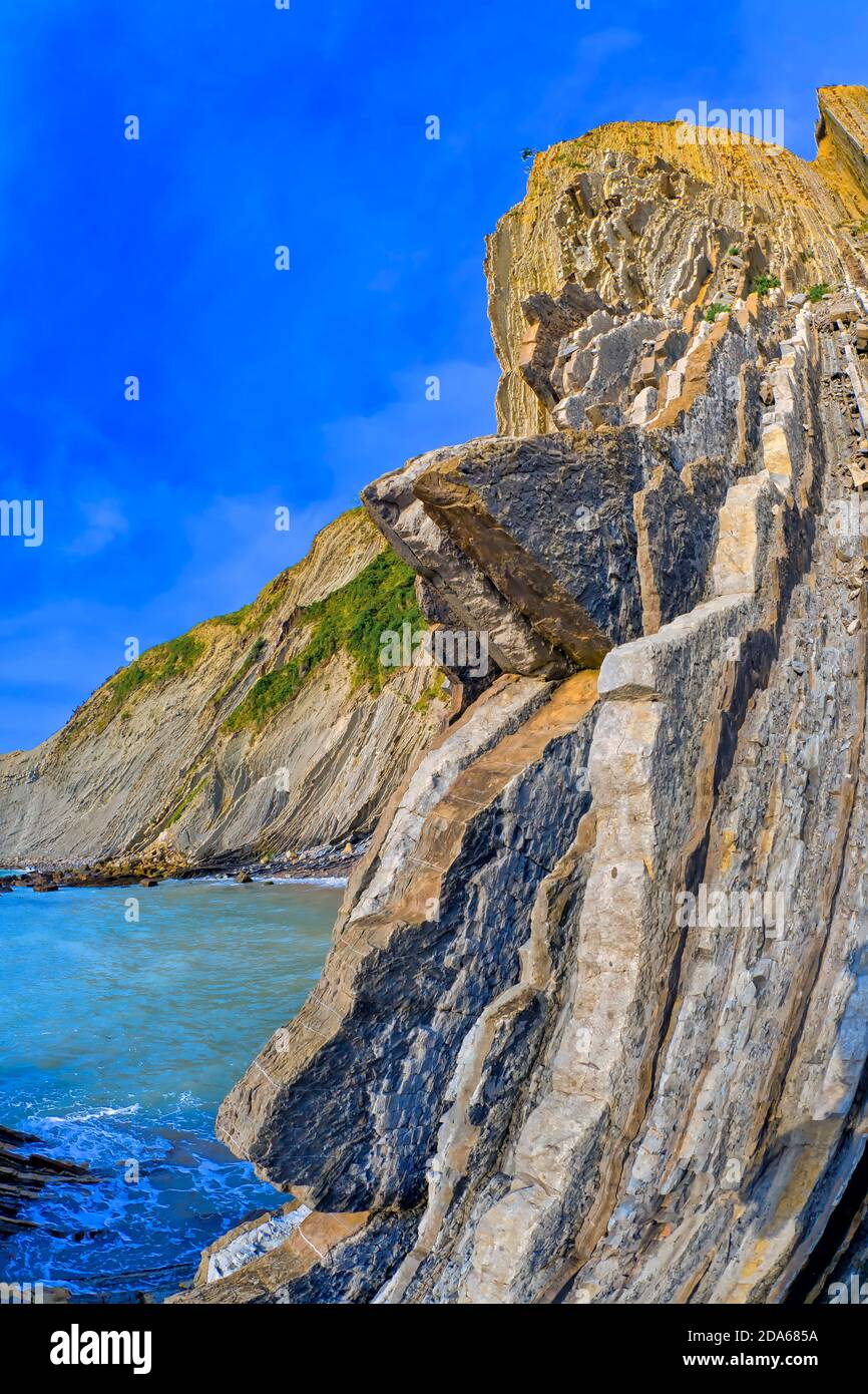 Steeply-tilted Layers of Flysch, Flysch Cliffs, Basque Coast UNESCO ...