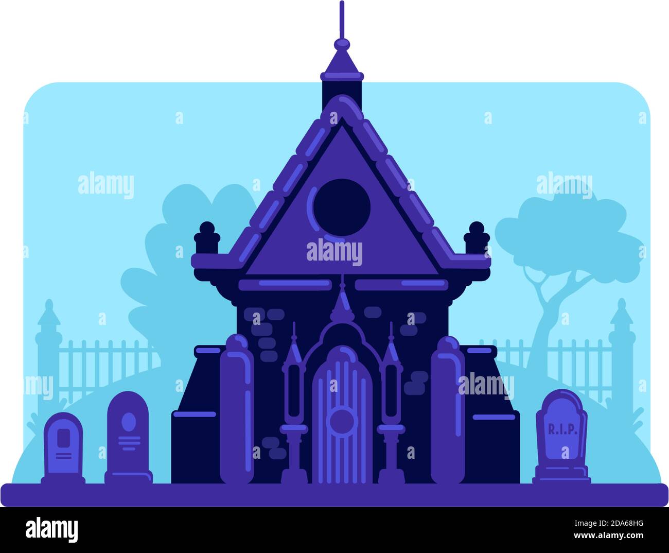 Old stone vault in cemetery flat color vector illustration Stock Vector ...