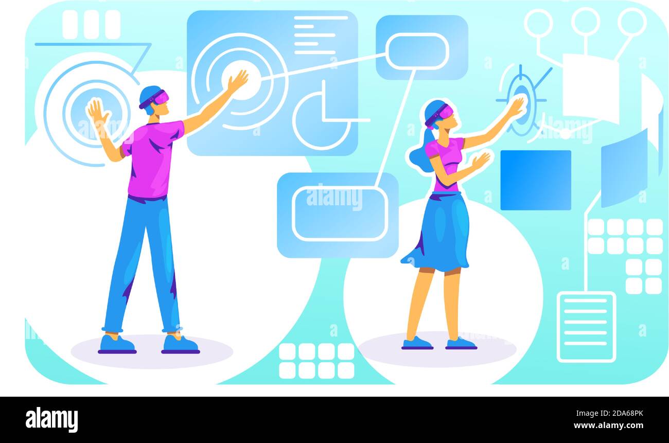 Mixed reality wearables 2D vector web banner, poster Stock Vector Image ...