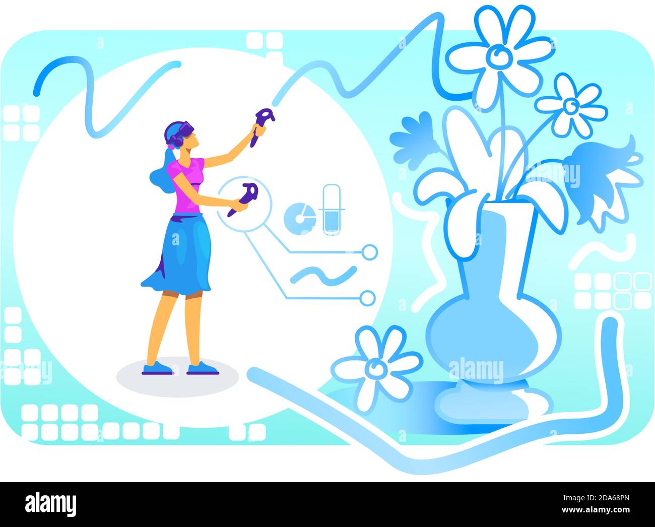 Artist with VR glasses 2D vector web banner, poster Stock Vector Image ...