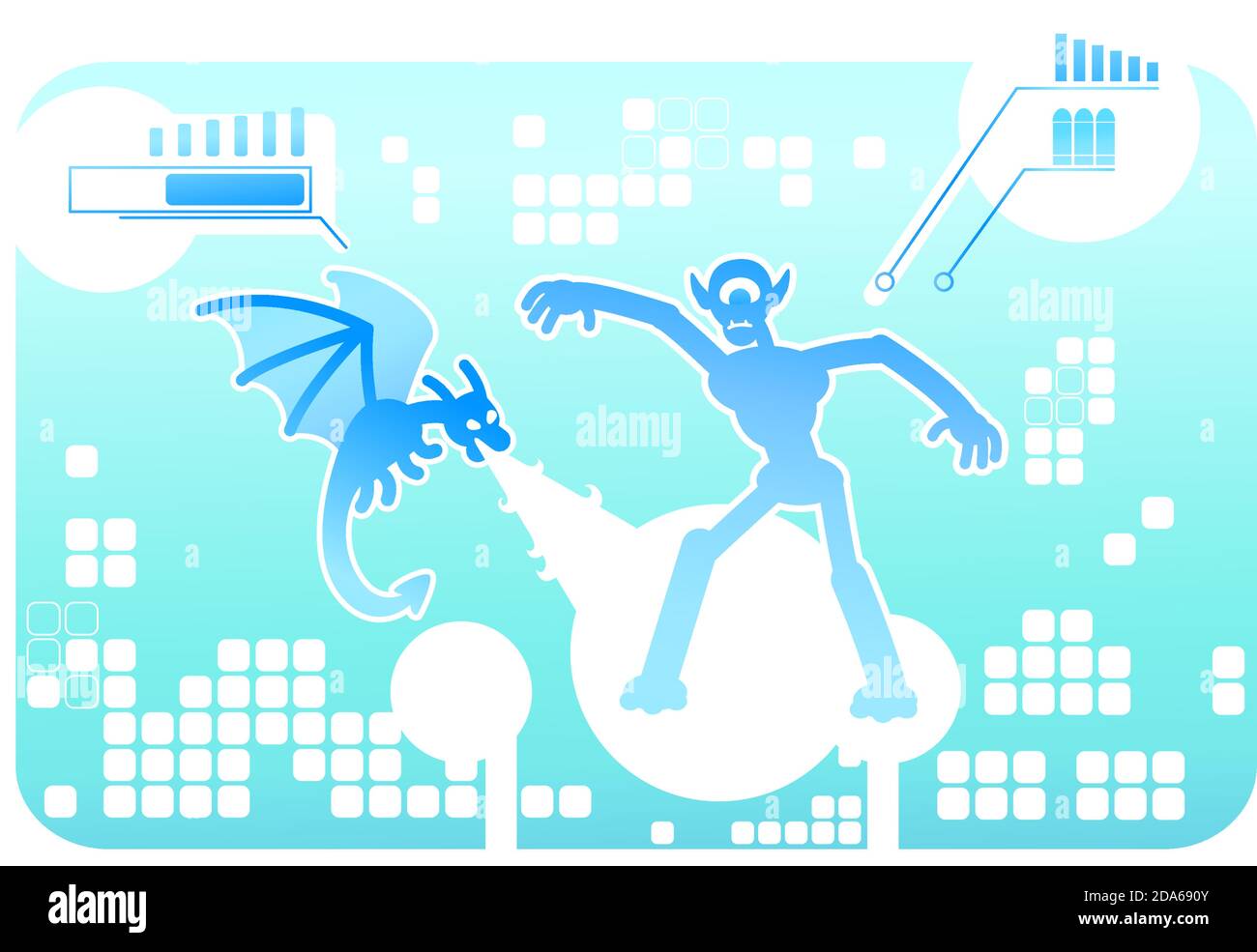 Video game monsters 2D vector web banner, poster Stock Vector Image ...