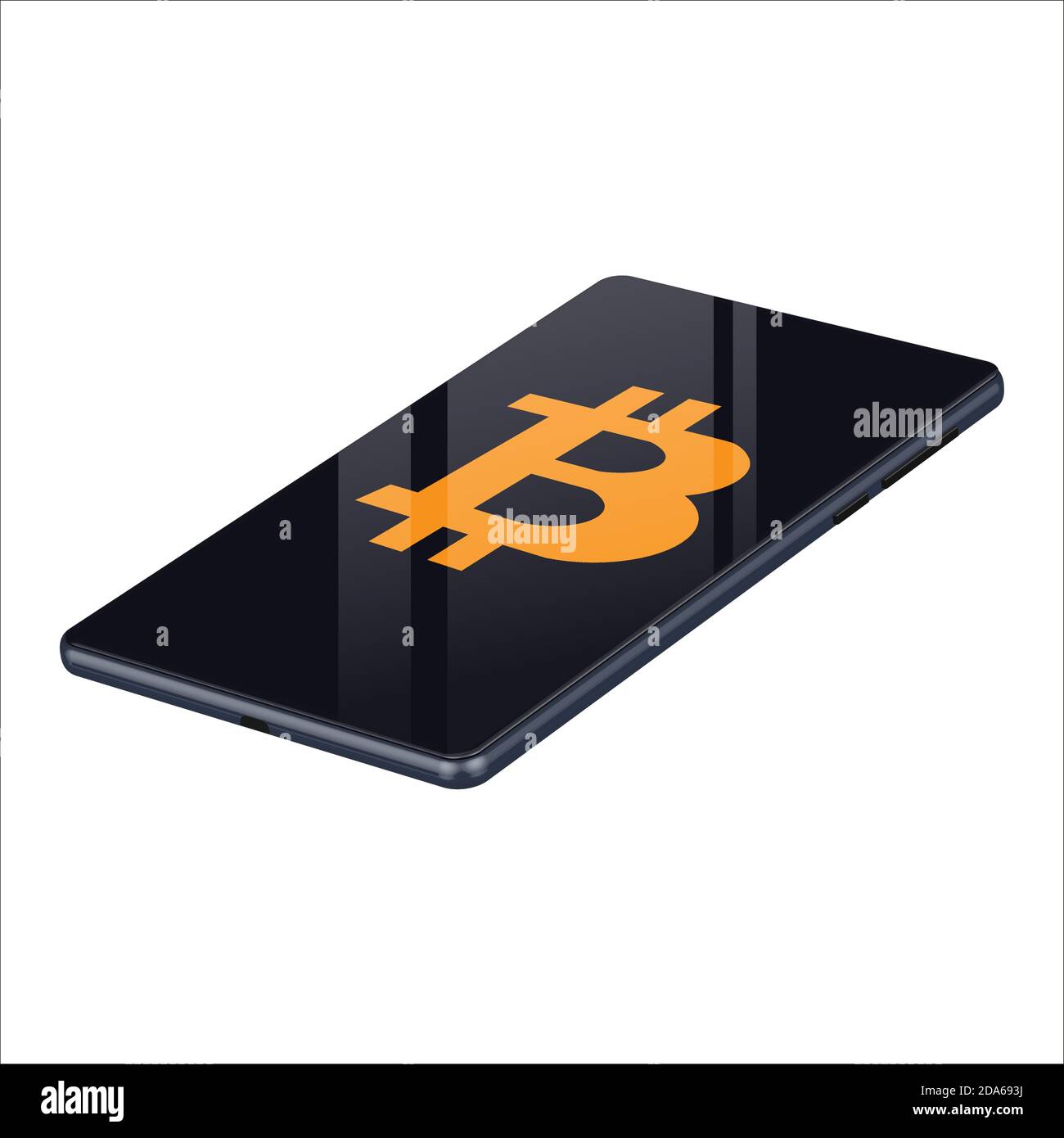 Realistic mobile phone with Bitcoin BTC coin symbol image isolated on ...