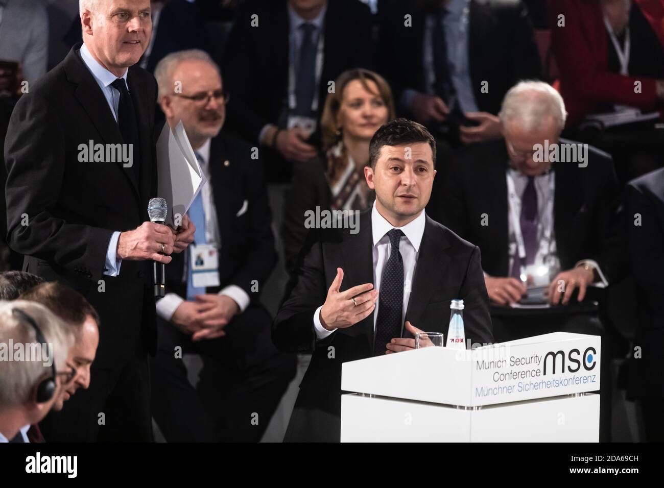MUNICH, GERMANY - 15 Feb 2020: President of Ukraine Volodymyr Zelensky ...