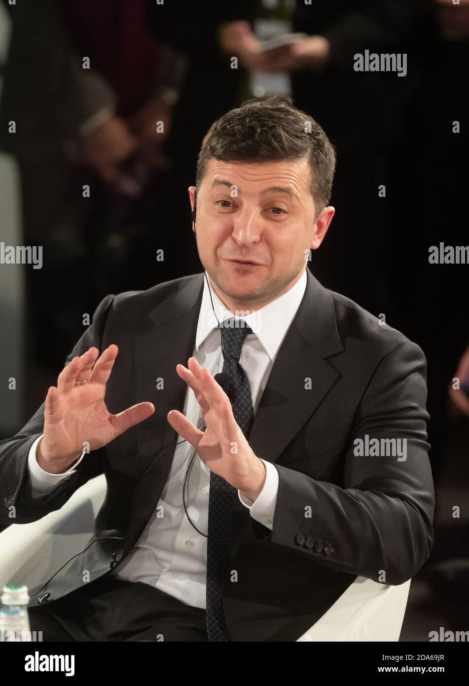 MUNICH, GERMANY - 15 Feb 2020: President of Ukraine Volodymyr Zelensky ...