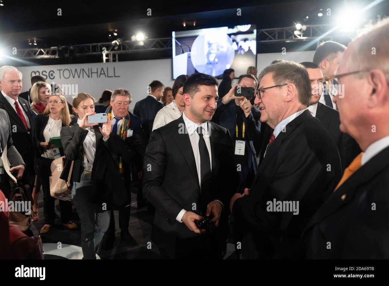 MUNICH, GERMANY - 15 Feb 2020: President of Ukraine Volodymyr Zelensky ...