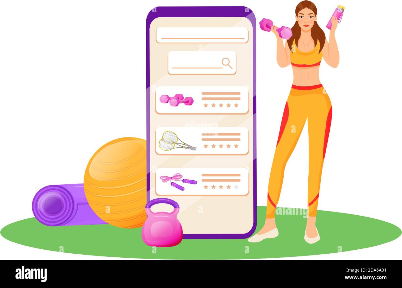 App for aerobics gear flat concept vector illustration Stock Vector ...