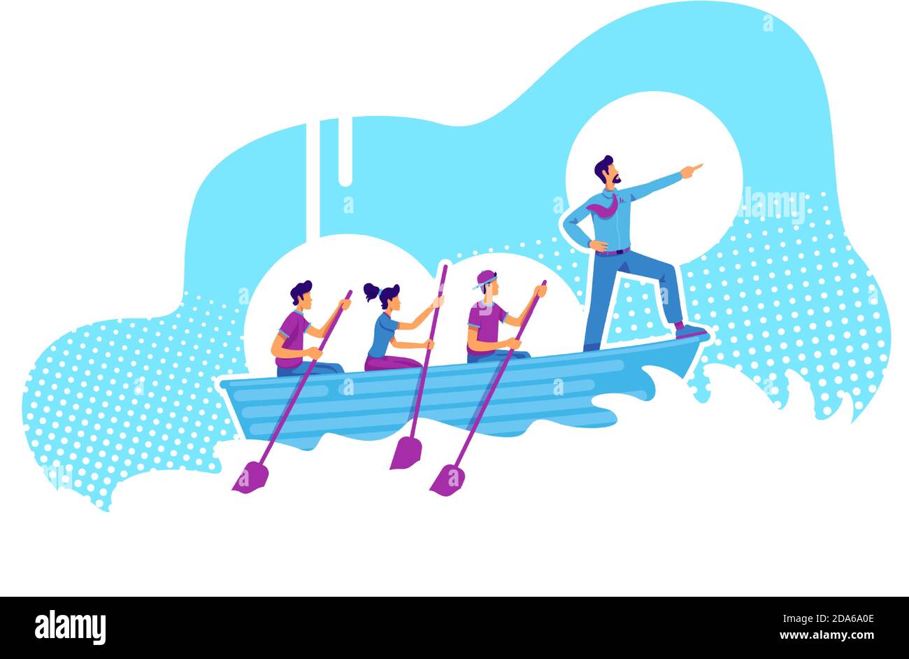 Team in sailing boat flat concept vector illustration Stock Vector ...
