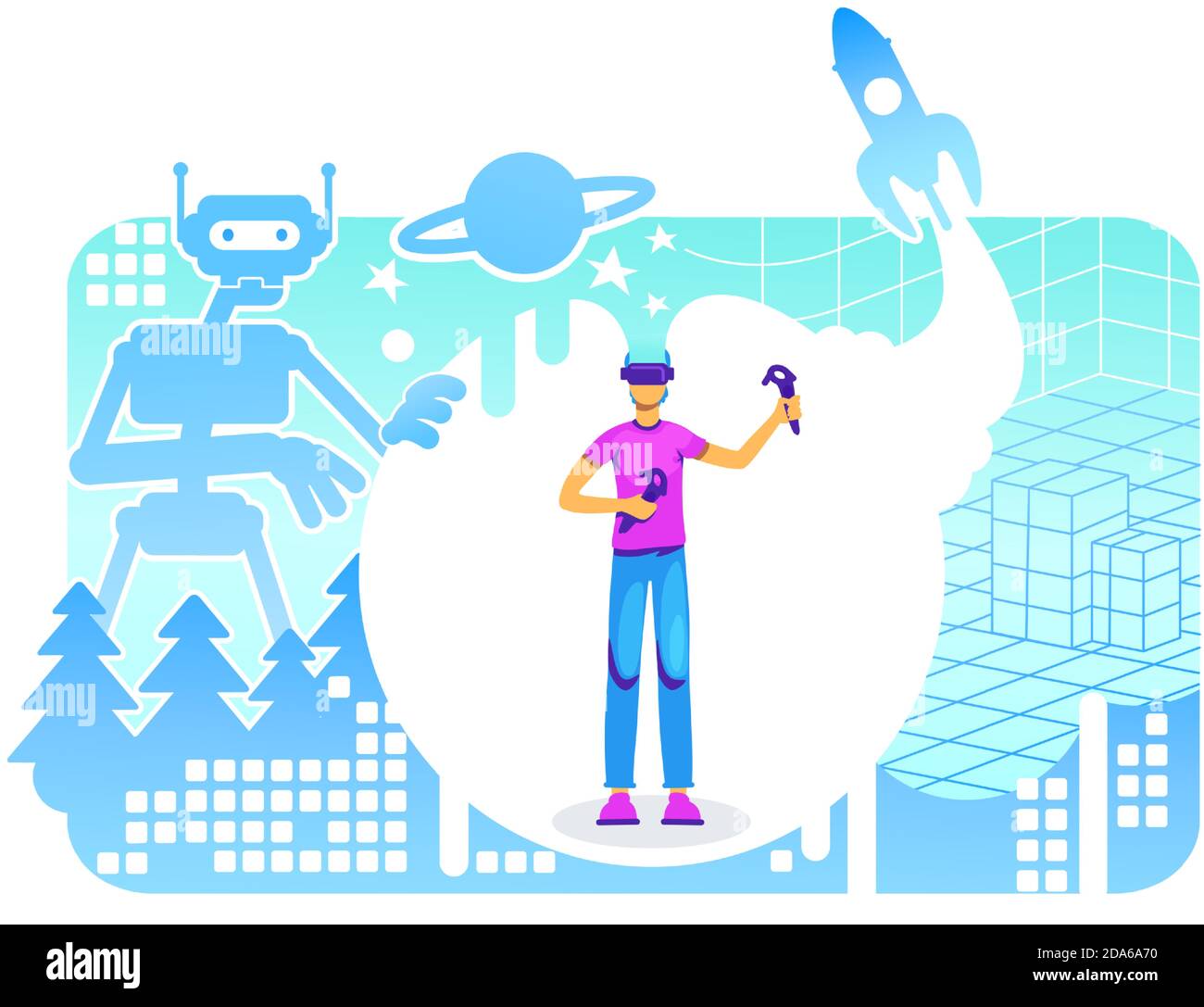 Cyber space 2D vector web banner, poster Stock Vector Image & Art - Alamy