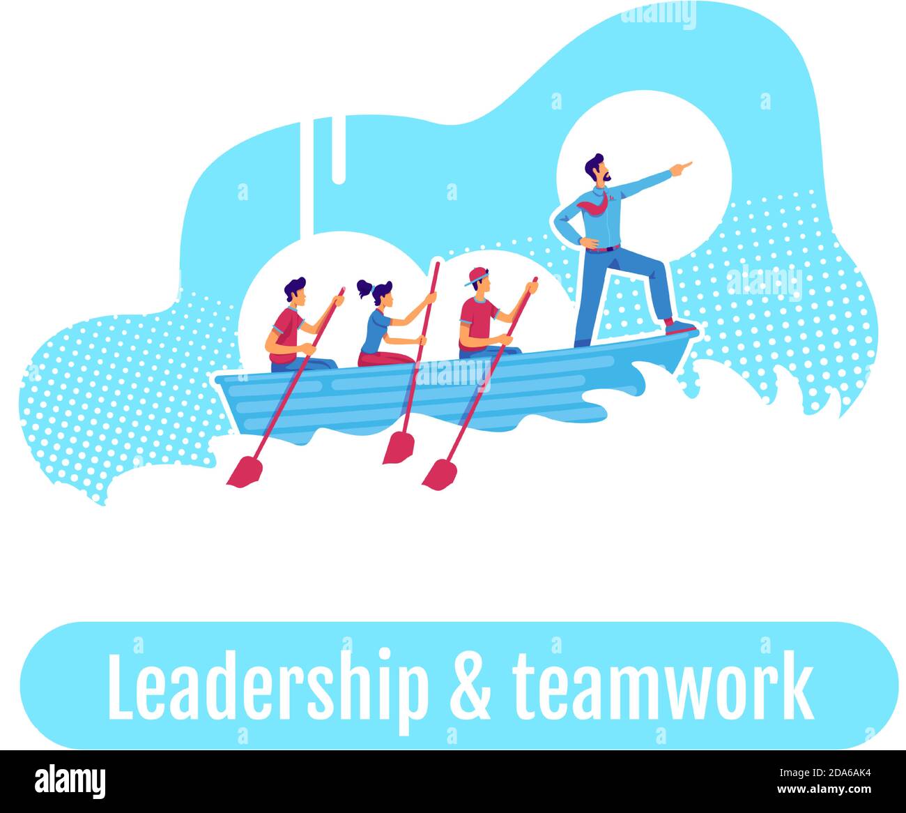 Team in sailing boat flat concept vector illustration Stock Vector ...