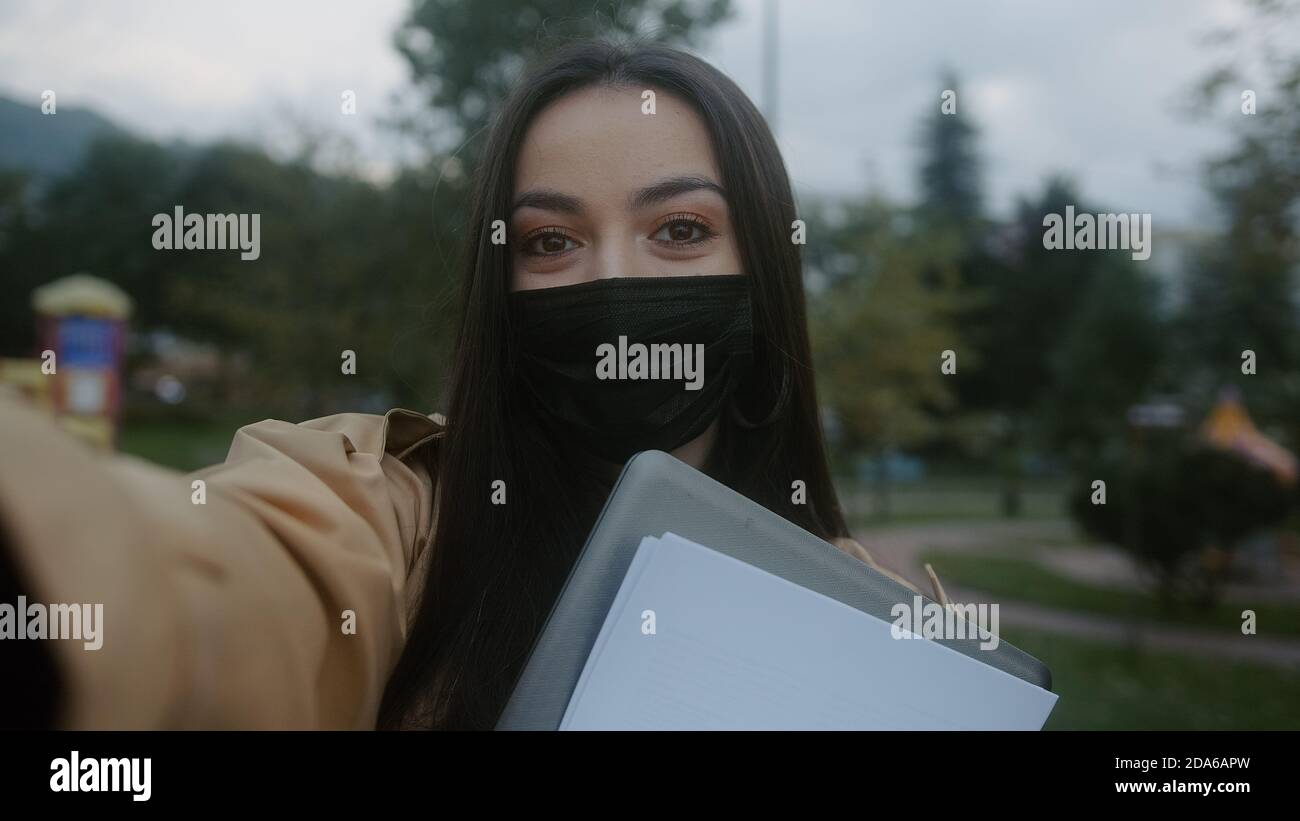 Beautiful smiling masked face hi-res stock photography and images - Alamy