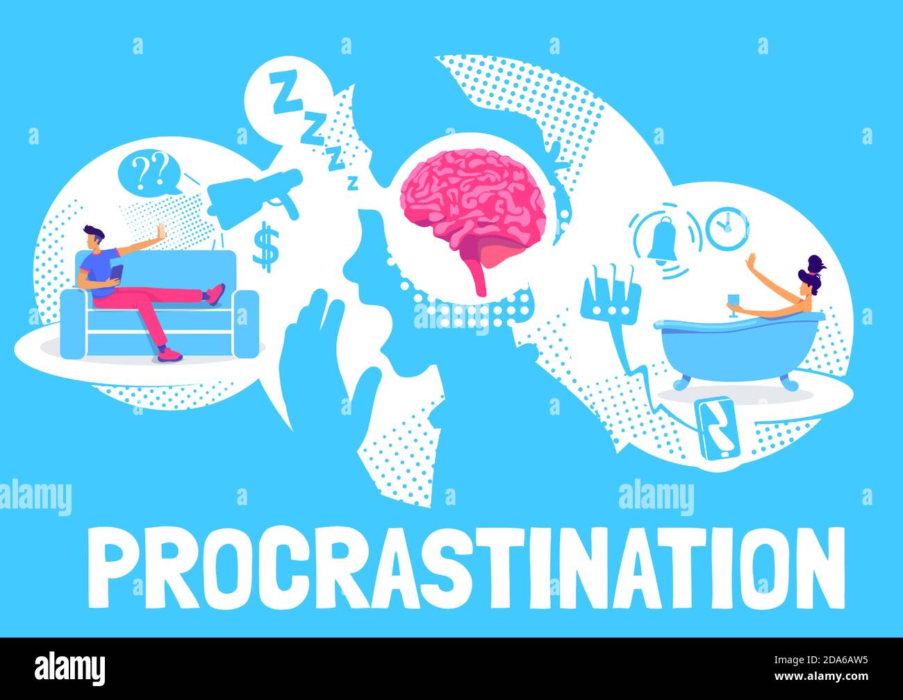 Procrastination poster flat vector template Stock Vector Image & Art ...